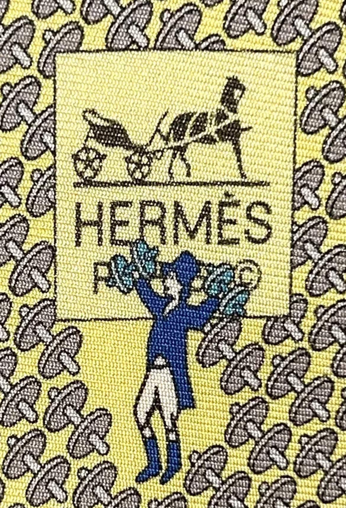 Hermes 645871 SA Yellow “child Toy” 100% Silk Tie New in Box Without ...