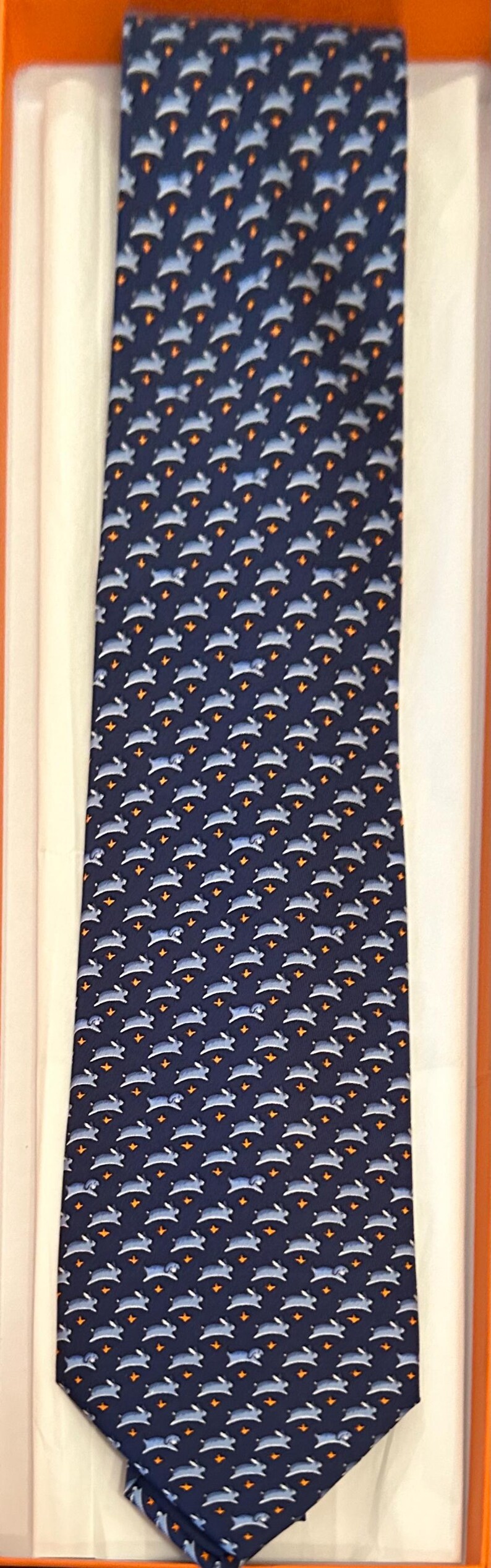 HERMES TIE 5341 TA Navy Blue Rabbit New Wit Tags - Etsy