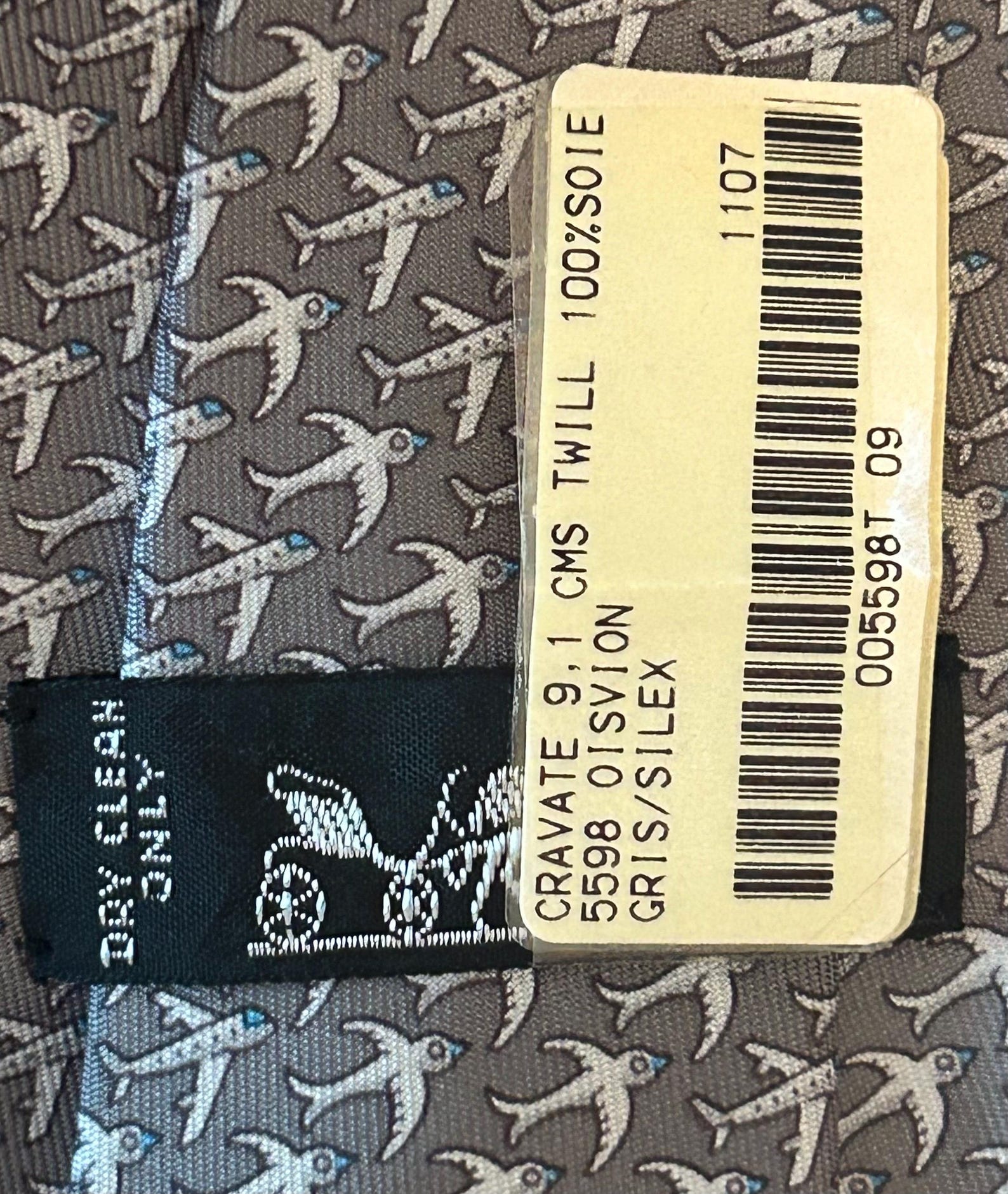 Hermes 5598 MA Grey Airplane Pattern 100% Silk Tie New With Tags - Etsy