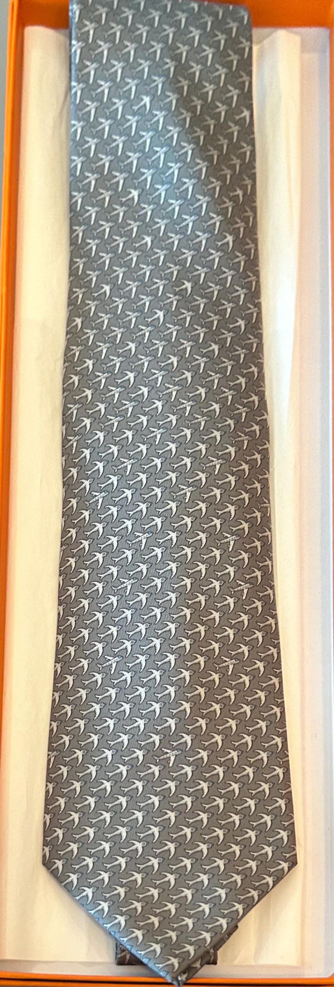 Hermes 5598 MA Grey Airplane Pattern 100% Silk Tie New With Tags - Etsy
