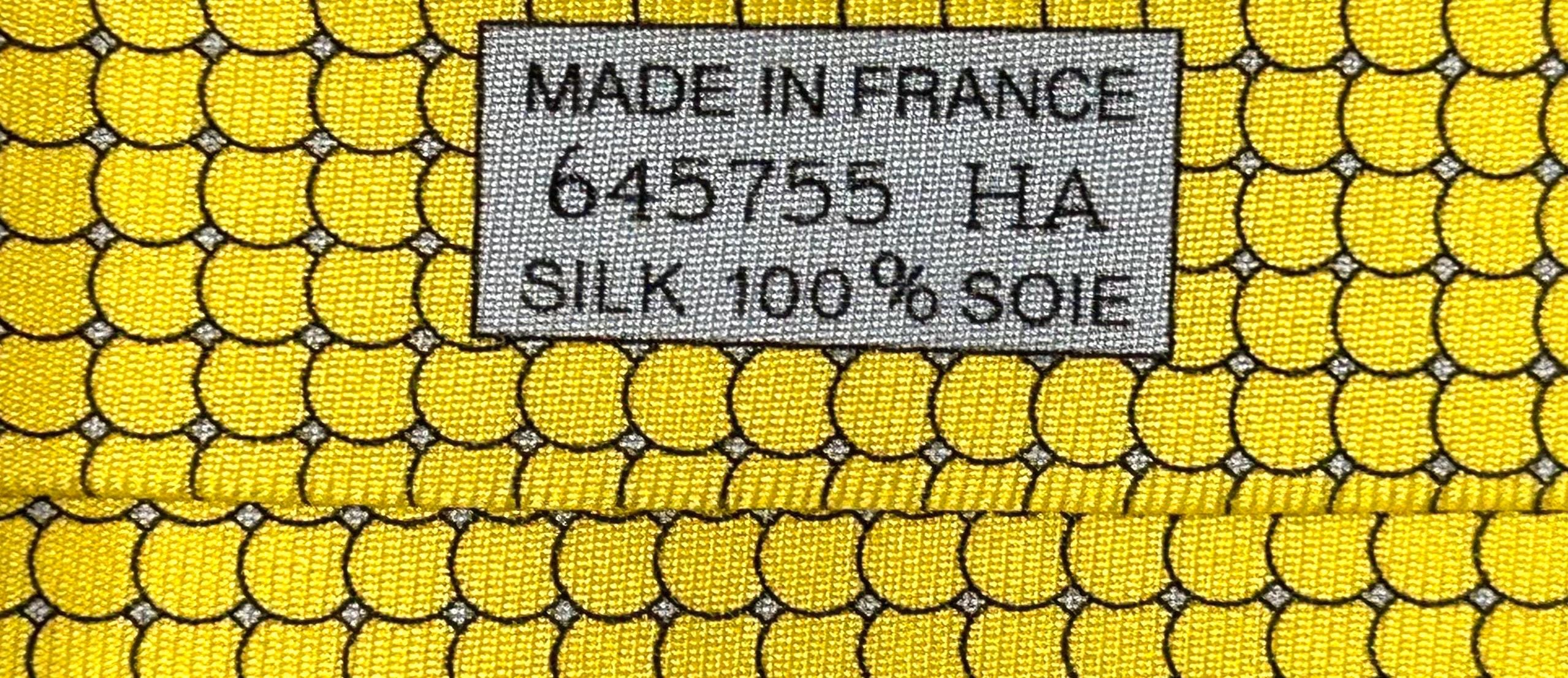 HERMES 645755 SA Yellow “google Map” 100% Silk Tie New in Box Without ...