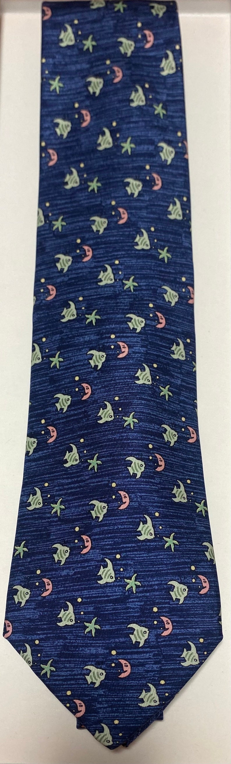 Hermes 7785 SA Dark Blue “fish & Moon” Silk Tie NIB Without Tags - Etsy