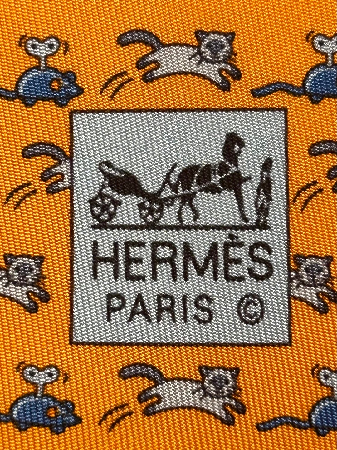 Hermes 5611 MA Orange cats & Mouse 100% Silk Tie New in Box With Tags - Etsy