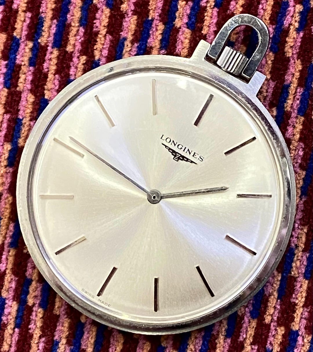 Longines Pocket Watch 1970s With a Silver Sunburst Dial Fully Working ...
