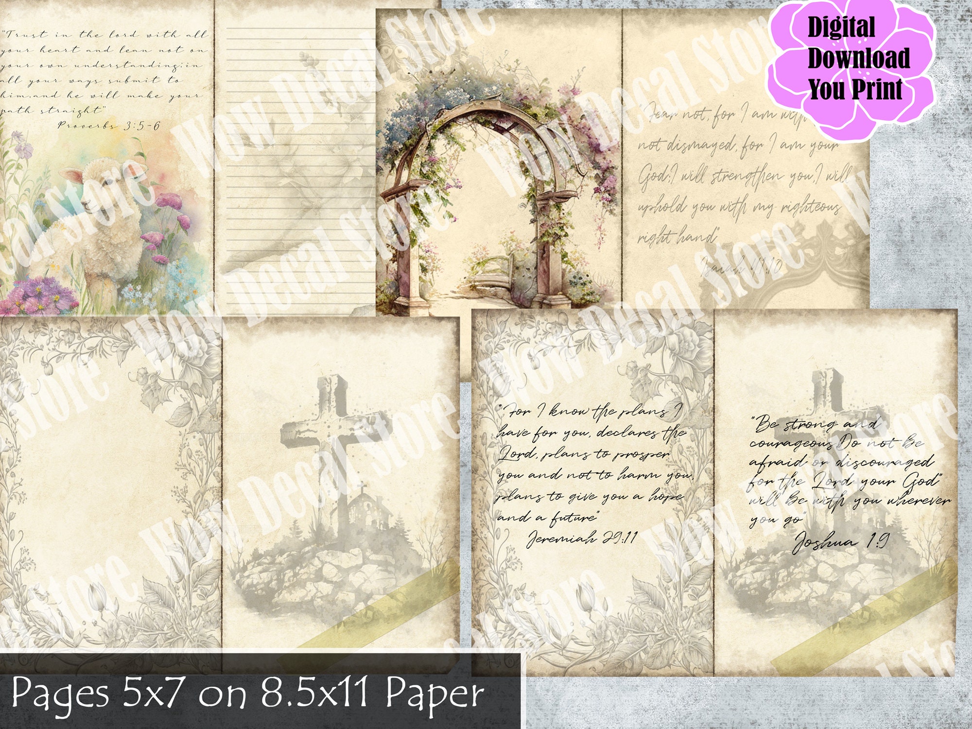 Journal Page, Book, Vintage, 5x7, Printable, Bible Verse, Faith Journal ...