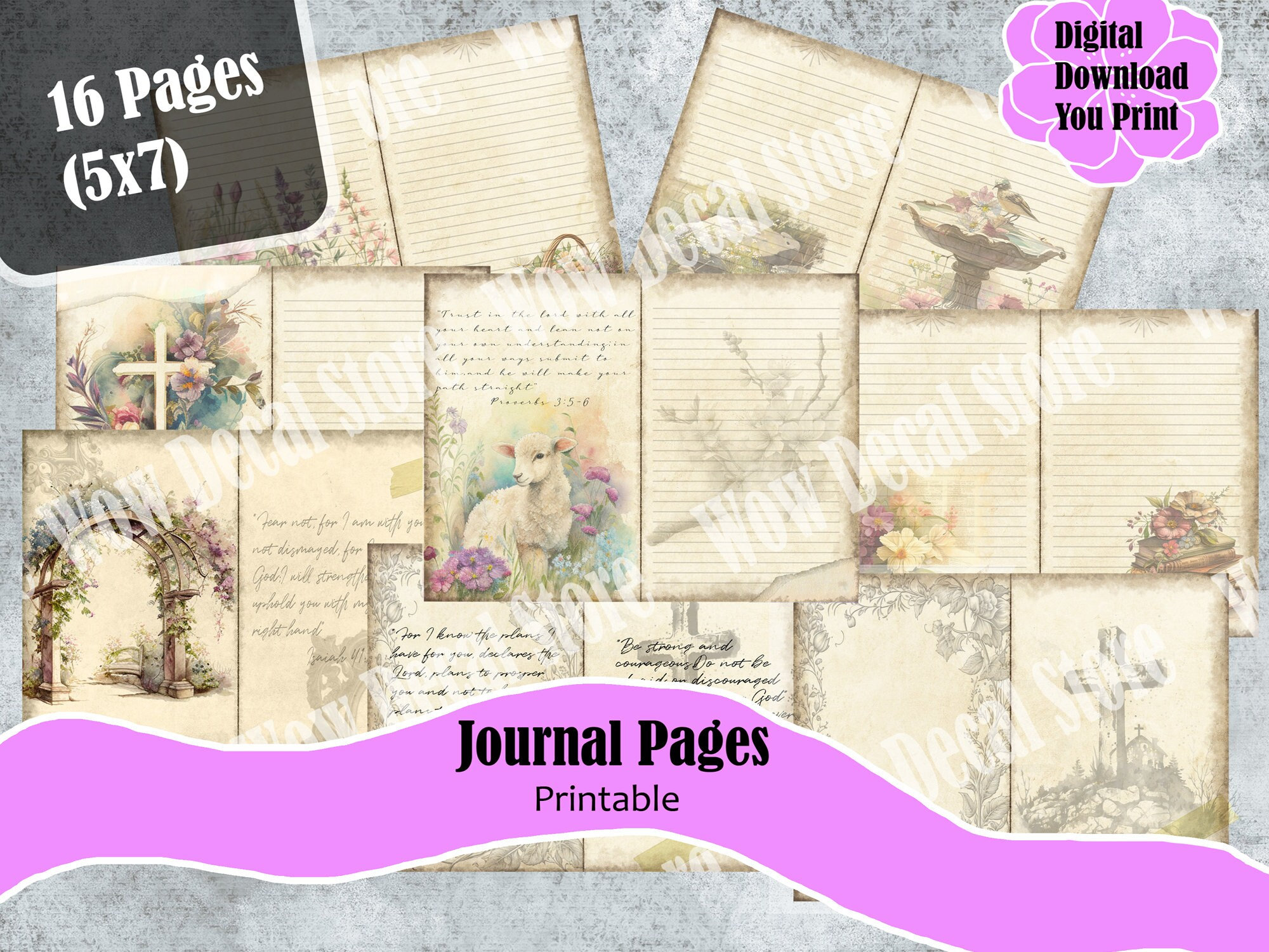 Journal Page, Book, Vintage, 5x7, Printable, Bible Verse, Faith Journal ...