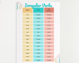 Irregular Verbs - Etsy