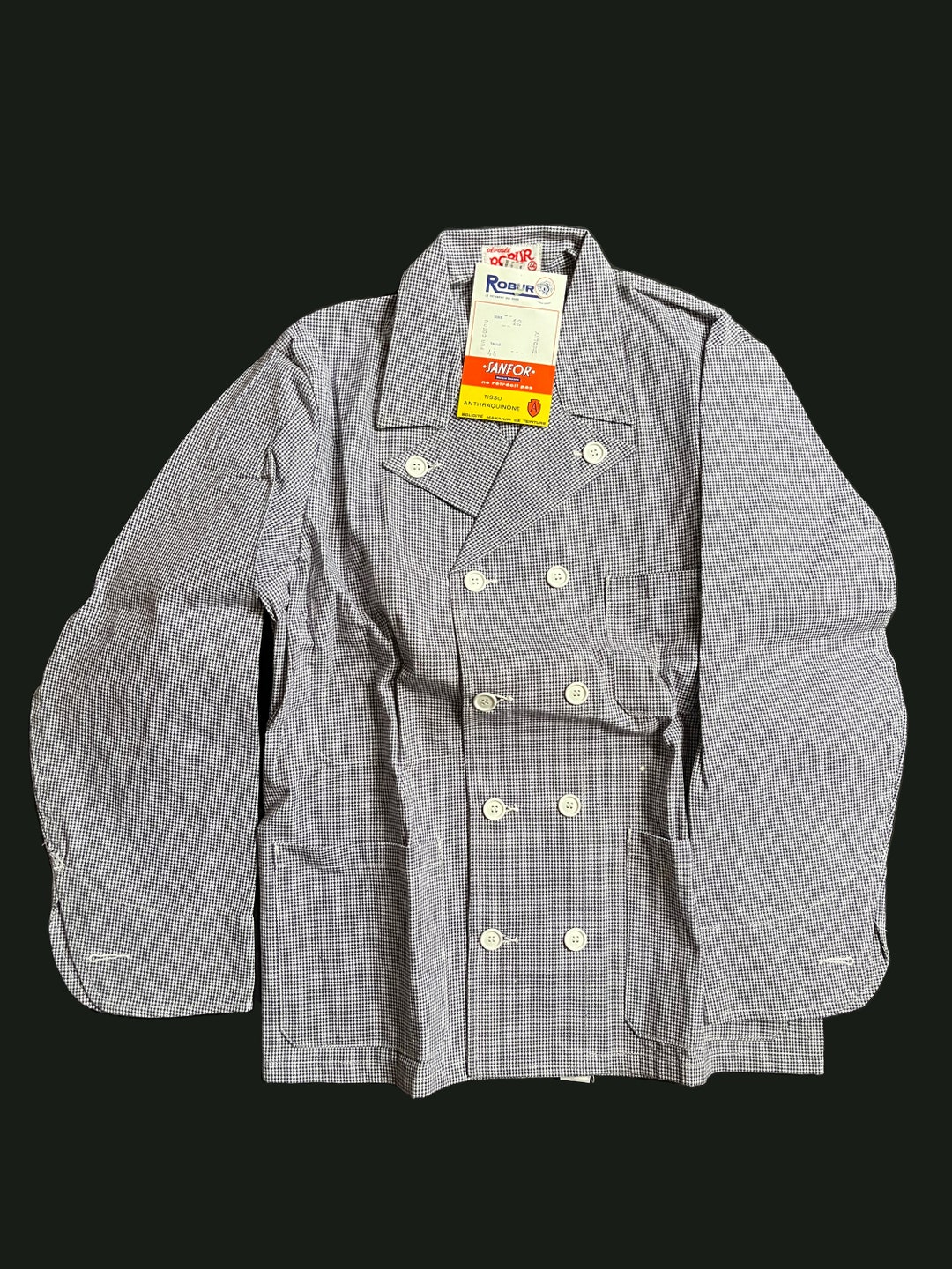 Robur Chef Cook Butcher Double Breasted Vintage Jacket Plaid Checkered ...