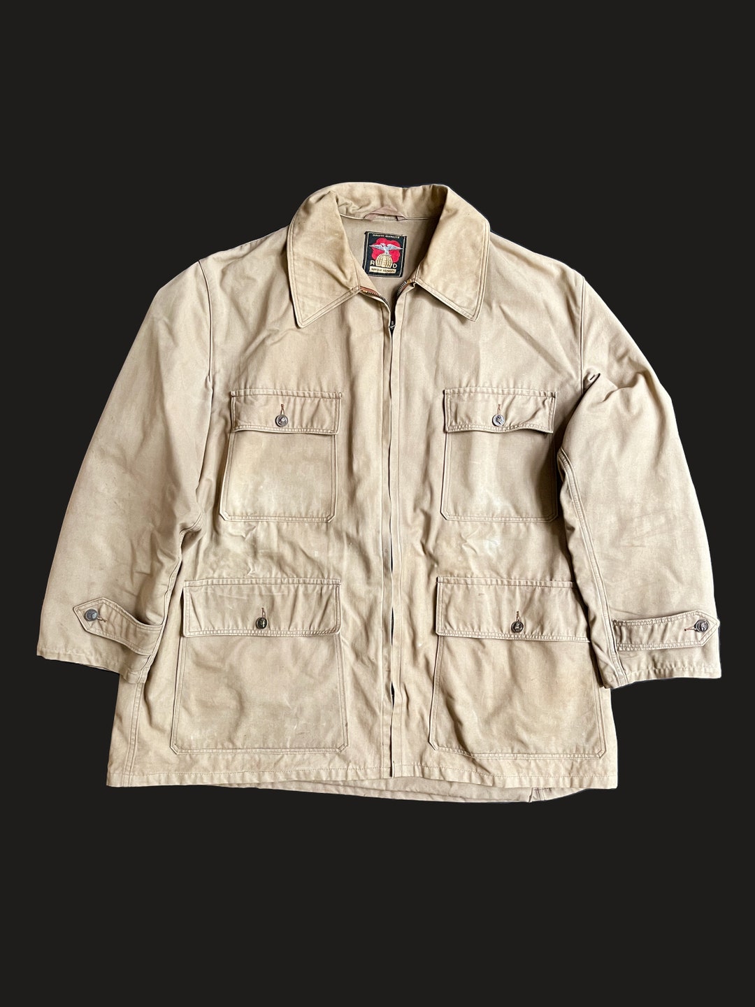 Vintage Hunting Jacket Gibeciere 1940s Rare Label Animal Buttons French ...
