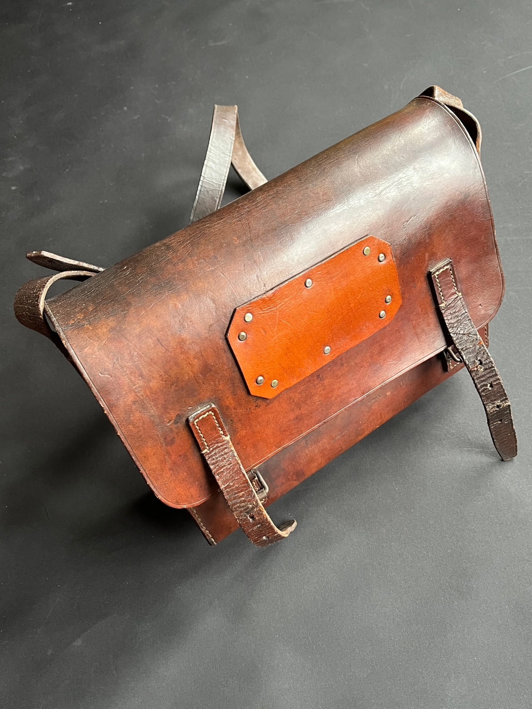 PTT Vintage Postman Leather Shoulder Bag 5mm France 1950s 50s Facteur ...