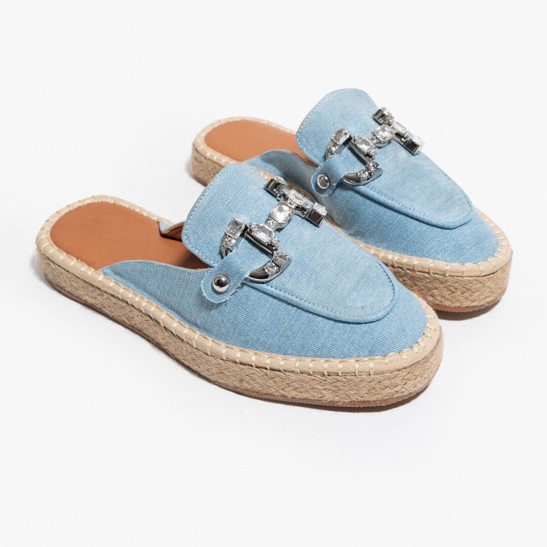 New Brand Designer Handmade Women Jeans Rhinestones Slippers, Greek ...