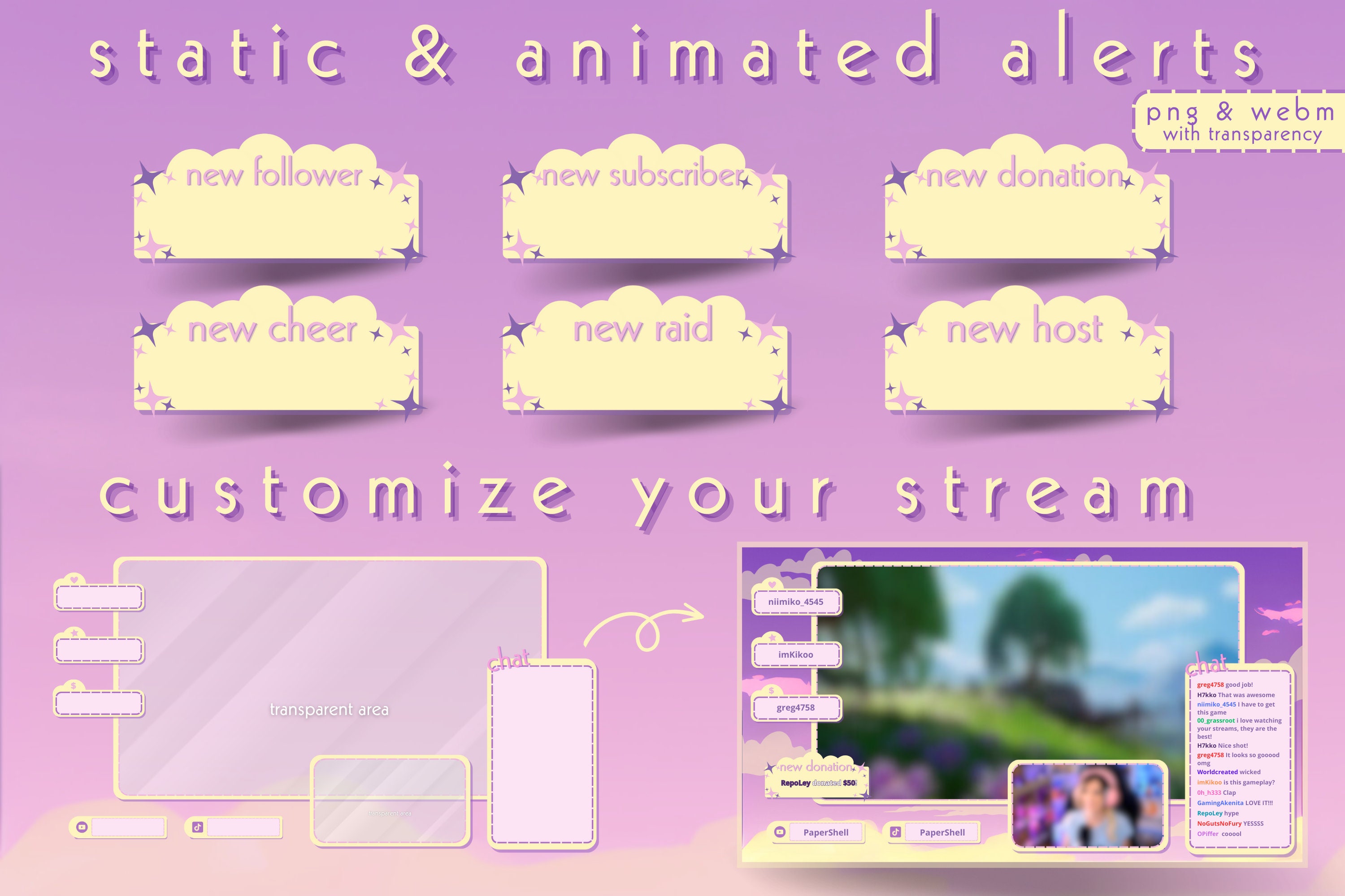 Lofi Stream Overlay Package With Animated Screens for Twitch, Animated ...