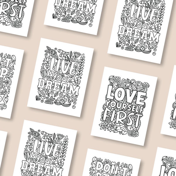 Motivational Quote Coloring Page Worksheet Set - Etsy UK