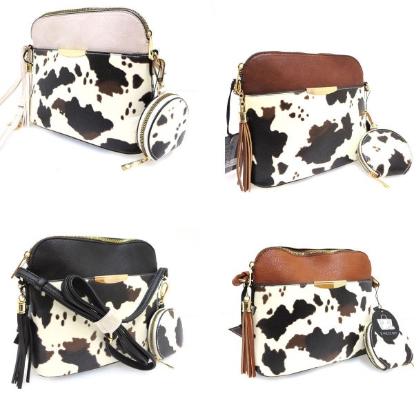 Crossbody Leather Cow Print - Etsy