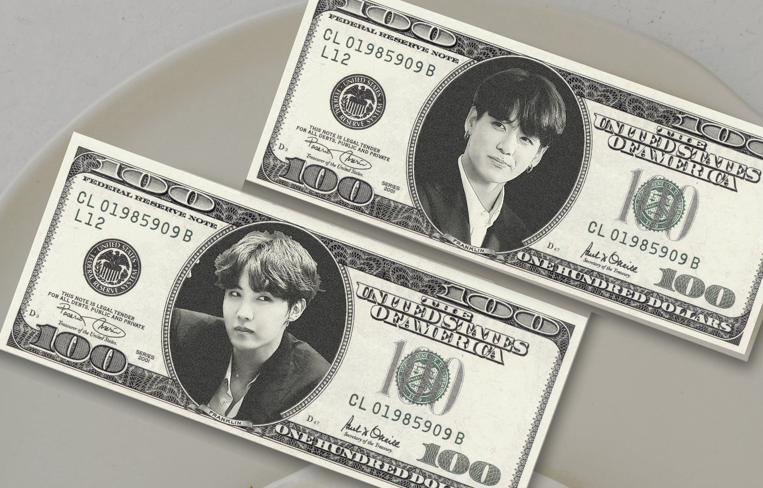 BTS Dollar Bill Set 6 Dollar Bill PNG Jimin Jin Jungkook Namjoon Yoongi Suga Hoseok Jhope ...