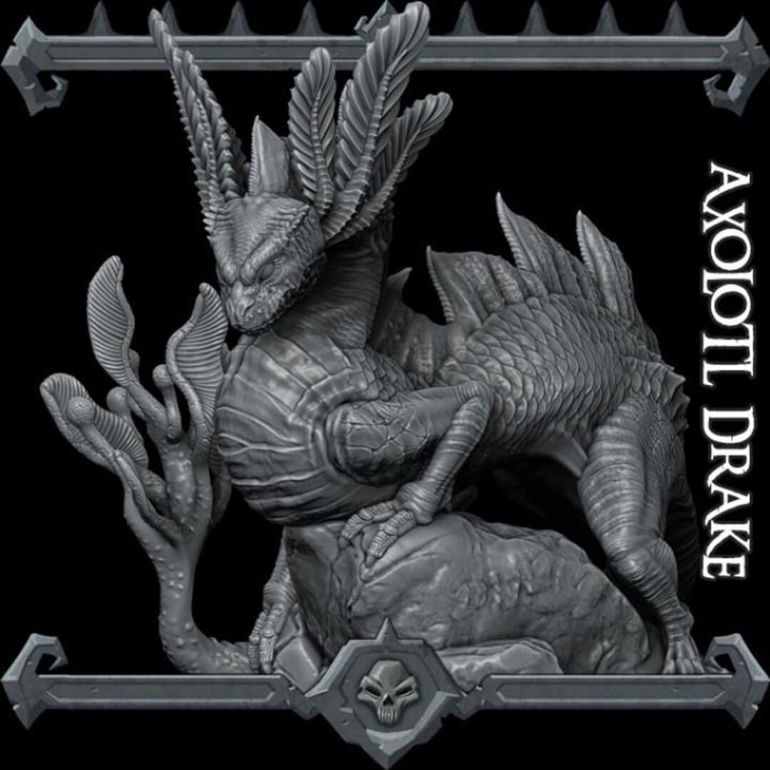Axolotl Drake - TTRPG Miniature - Dnd - Fantasy - Dungeons & Dragons - Etsy