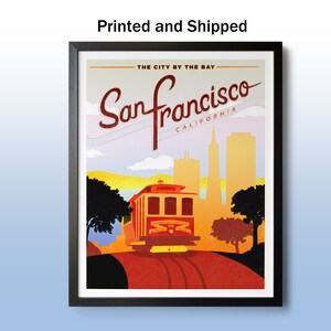 San Francisco, California Wall Art, Cable Car, Travel Poster, Retro ...