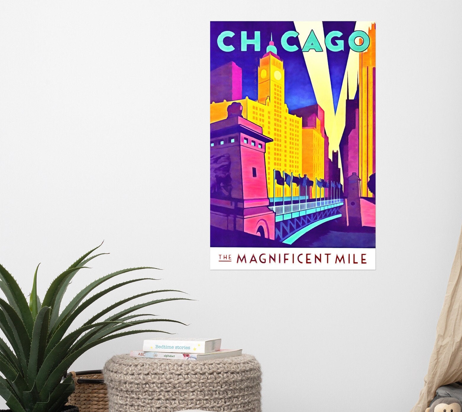 Chicago Wall Art, Chicago Travel Poster, Magnificent Mile, Beaux Arts ...