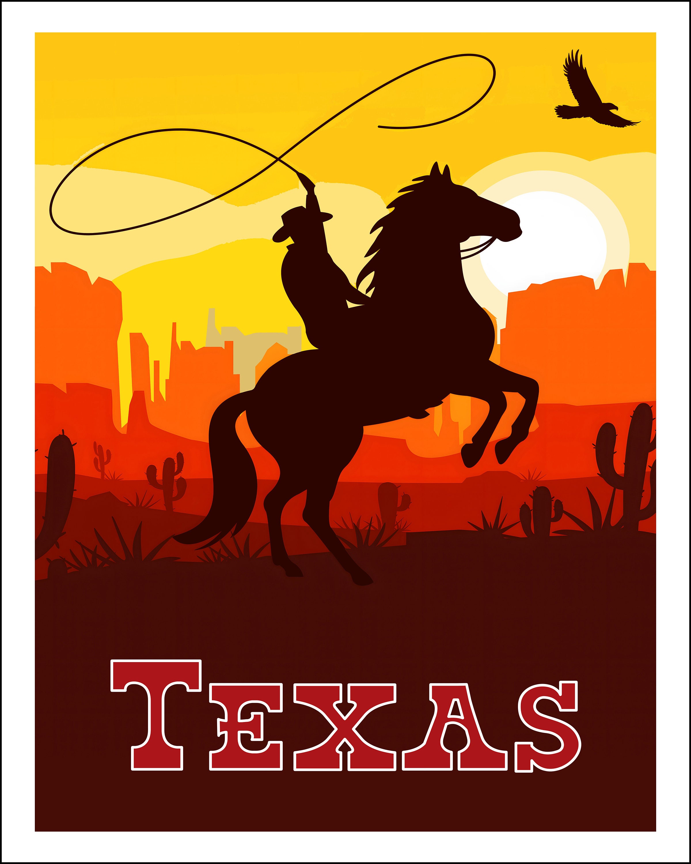 Texas Wall Art Wild West Rodeo Art Western Art Cowboy - Etsy