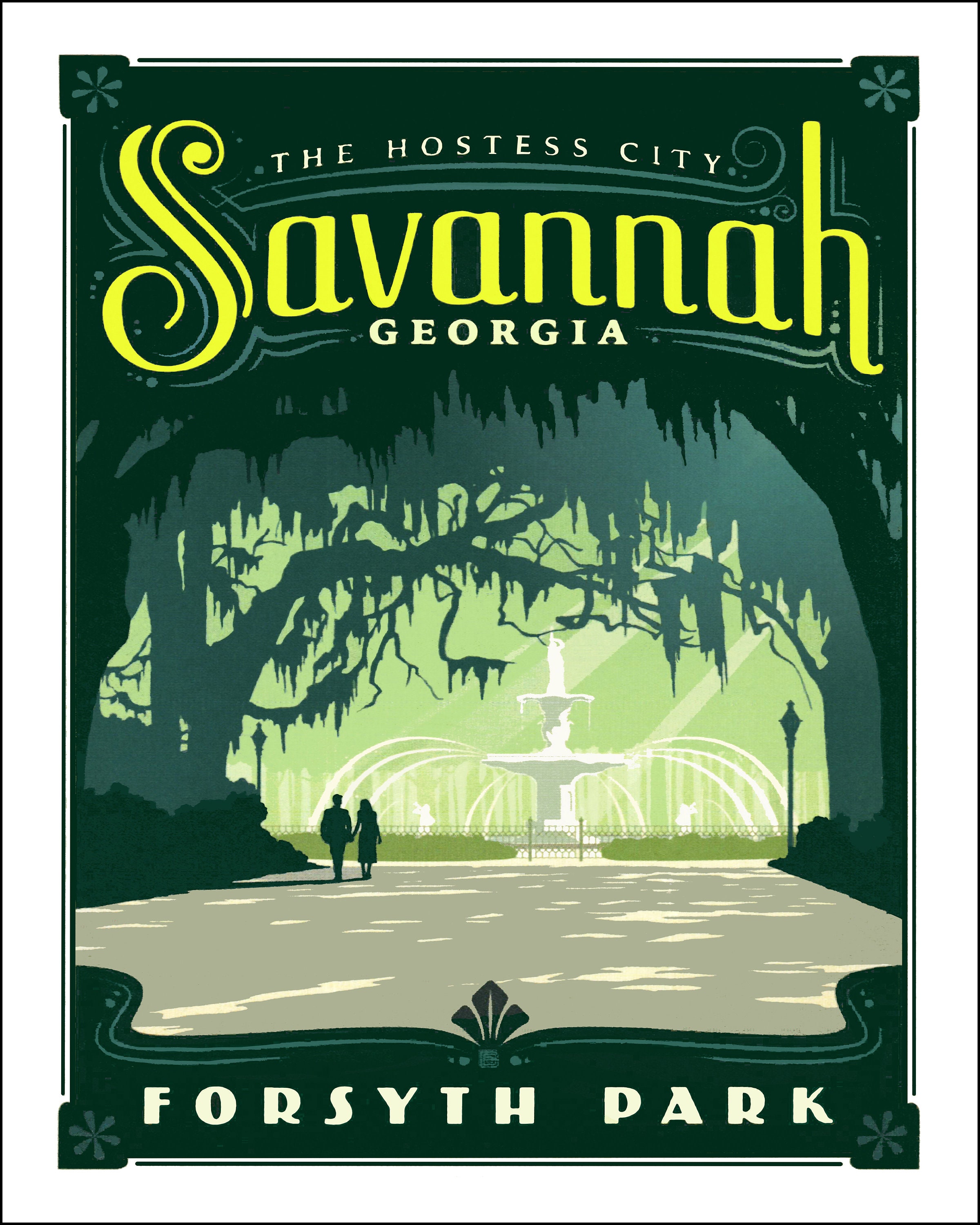 Savannah GA Forsyth Park Savannah Art Print Savannah Wall - Etsy