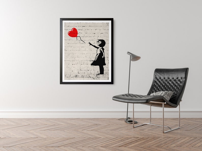 Banksy Art Print, Girl With Red Balloon, Political Wall Art, Social Art ...
