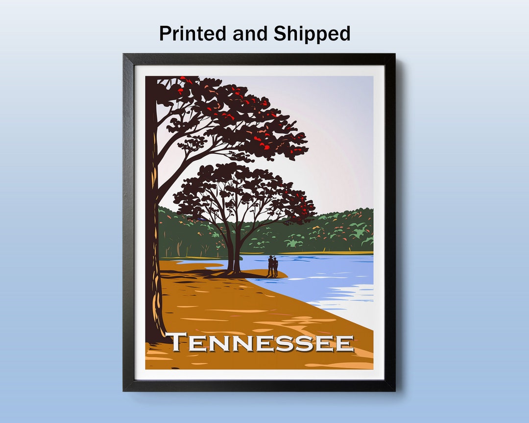 Tennessee Wall Art, Great Smoky Mountains, Retro Vintage Travel Poster ...