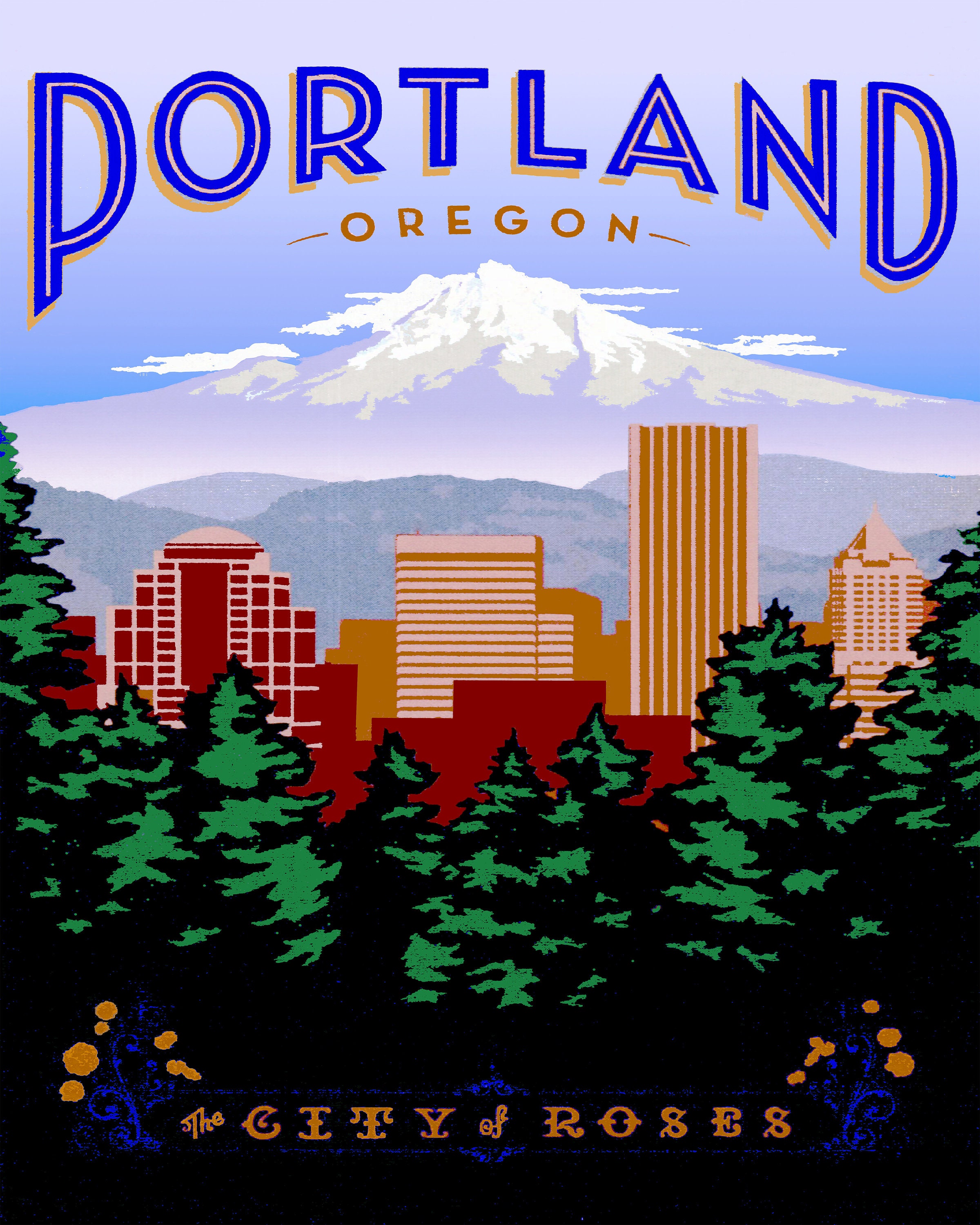 Portland Oregon, Portland, Oregon Wall Art, Mount Hood, Portland Poster ...