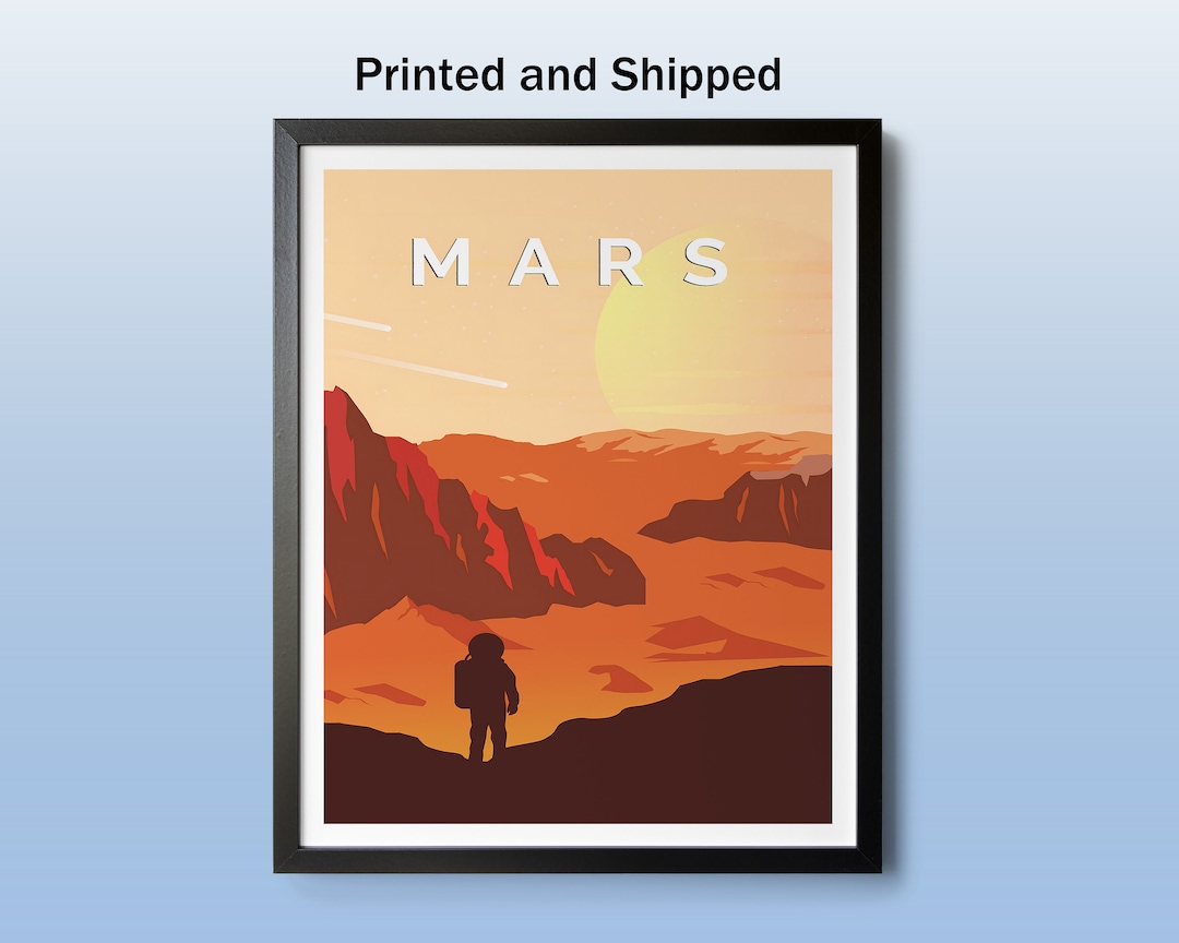 Mars Travel Poster, Space Travel Print, Planet Mars Wall Art, Nasa ...