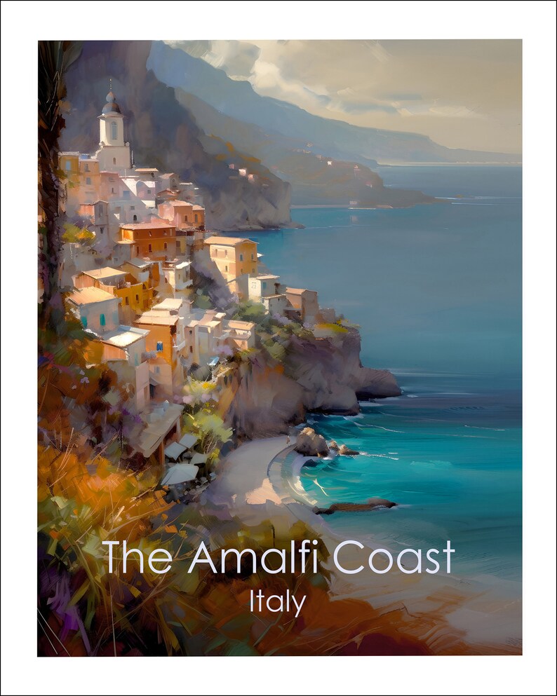 Amalfi Coast Poster, Mediterranean Print, Italy Wall Art, Italian ...
