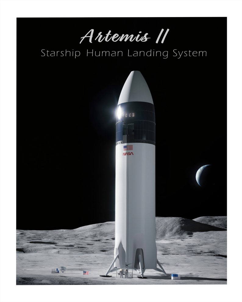 Artemis 2 Starship Human Landing System Moon Landing - Etsy
