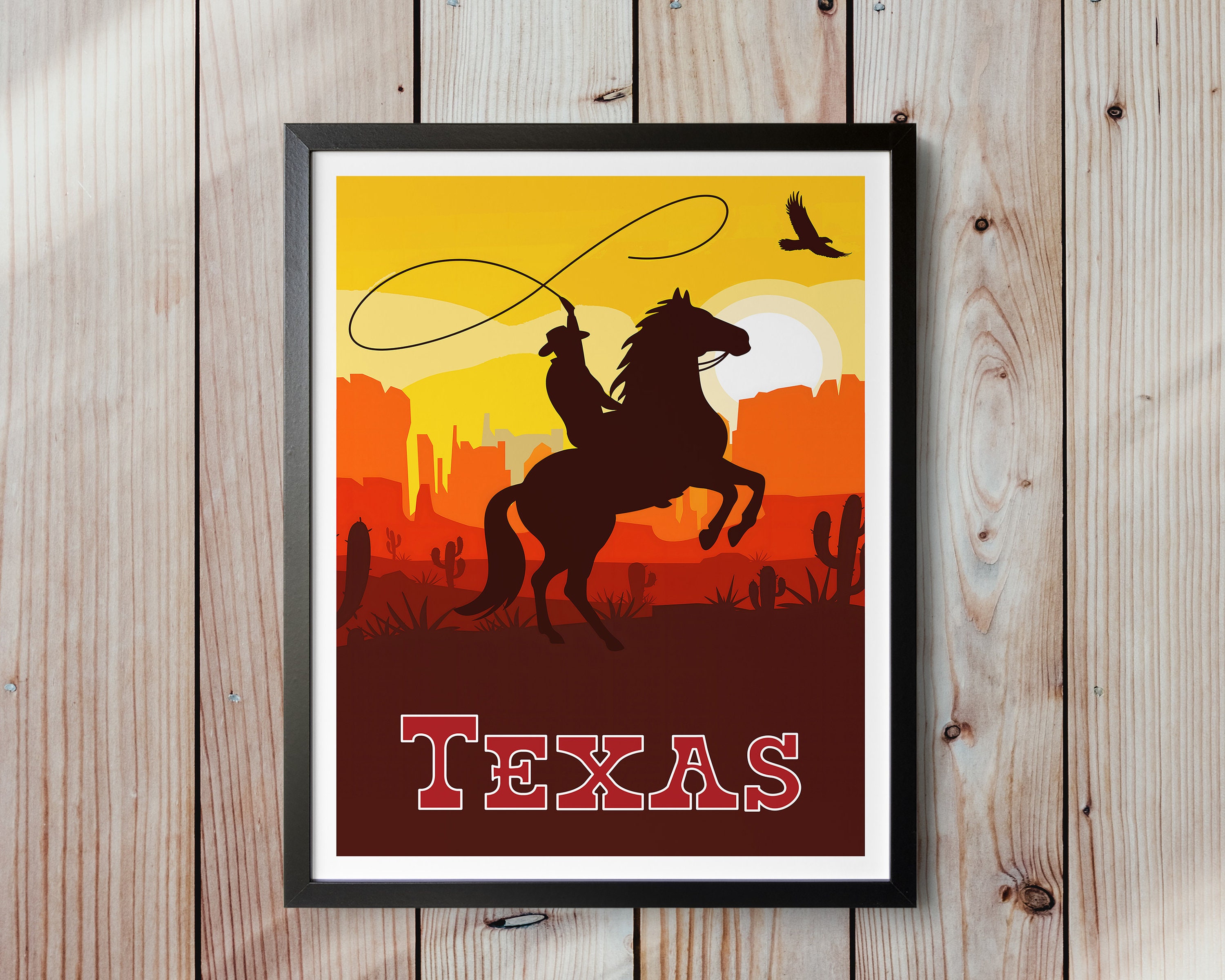 Texas Wall Art Wild West Rodeo Art Western Art Cowboy - Etsy