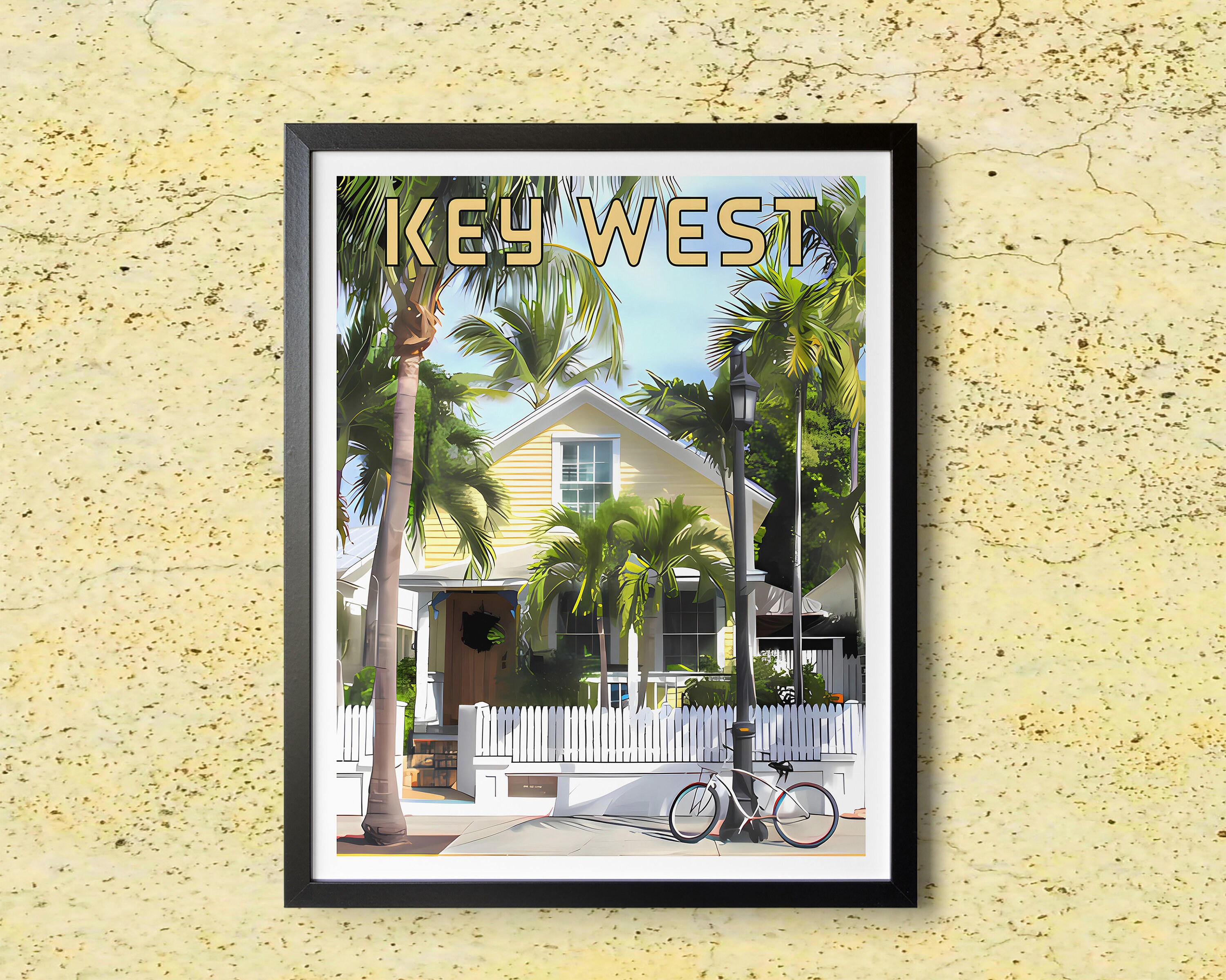 Florida Keys, Beach Theme Art, Yellow Beach House, Key West, Key Largo ...