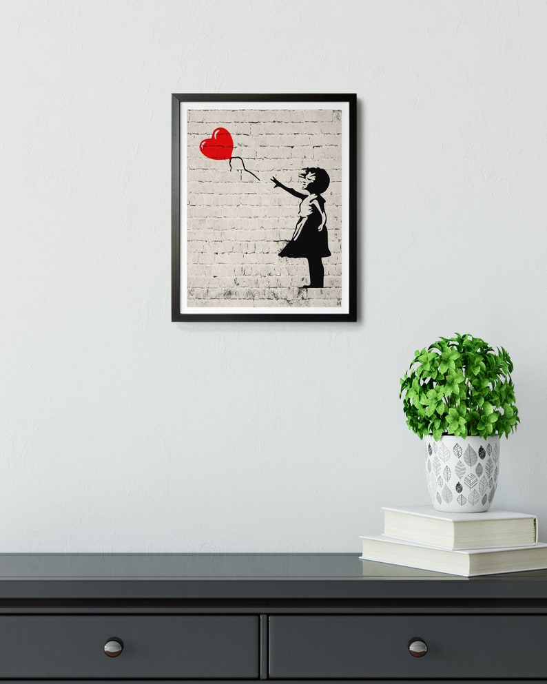 Banksy Art Print, Girl With Red Balloon, Political Wall Art, Social Art ...
