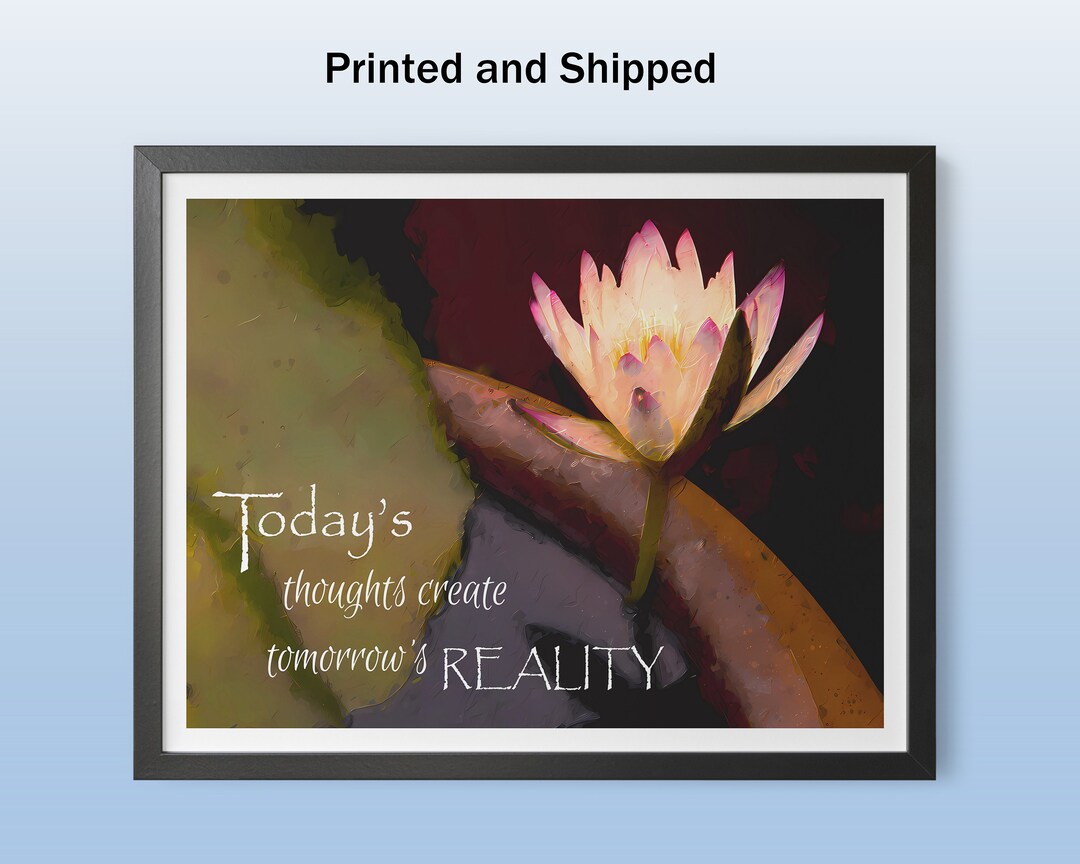 Water Lily Print, Zen Quote Poster, Spiritual Art, Yoga Art, Pink Lotus ...