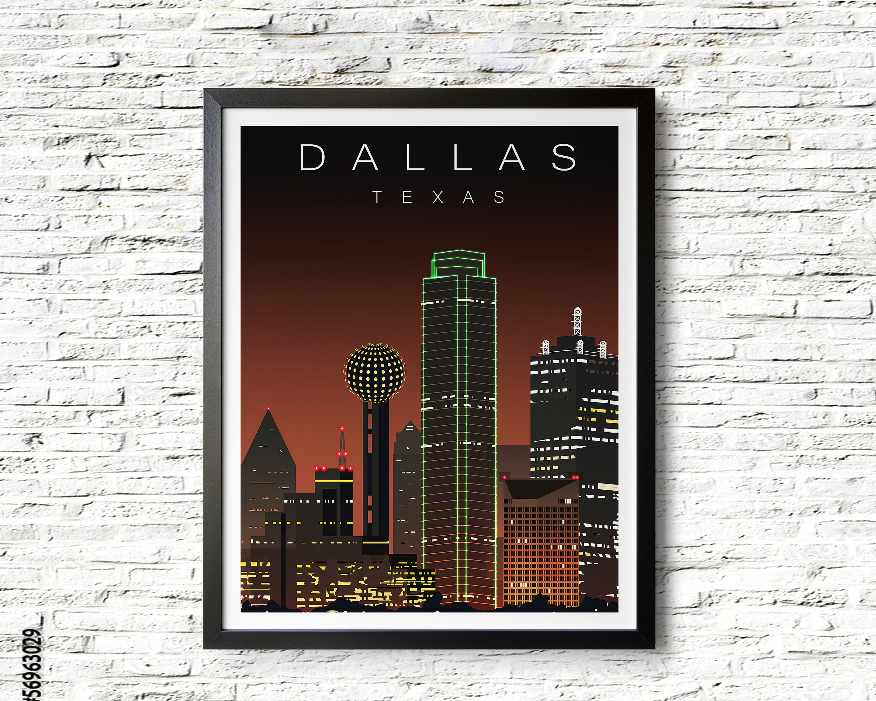 Dallas Texas Wall Art, Dallas Skyline Poster, Reunion Tower Print ...