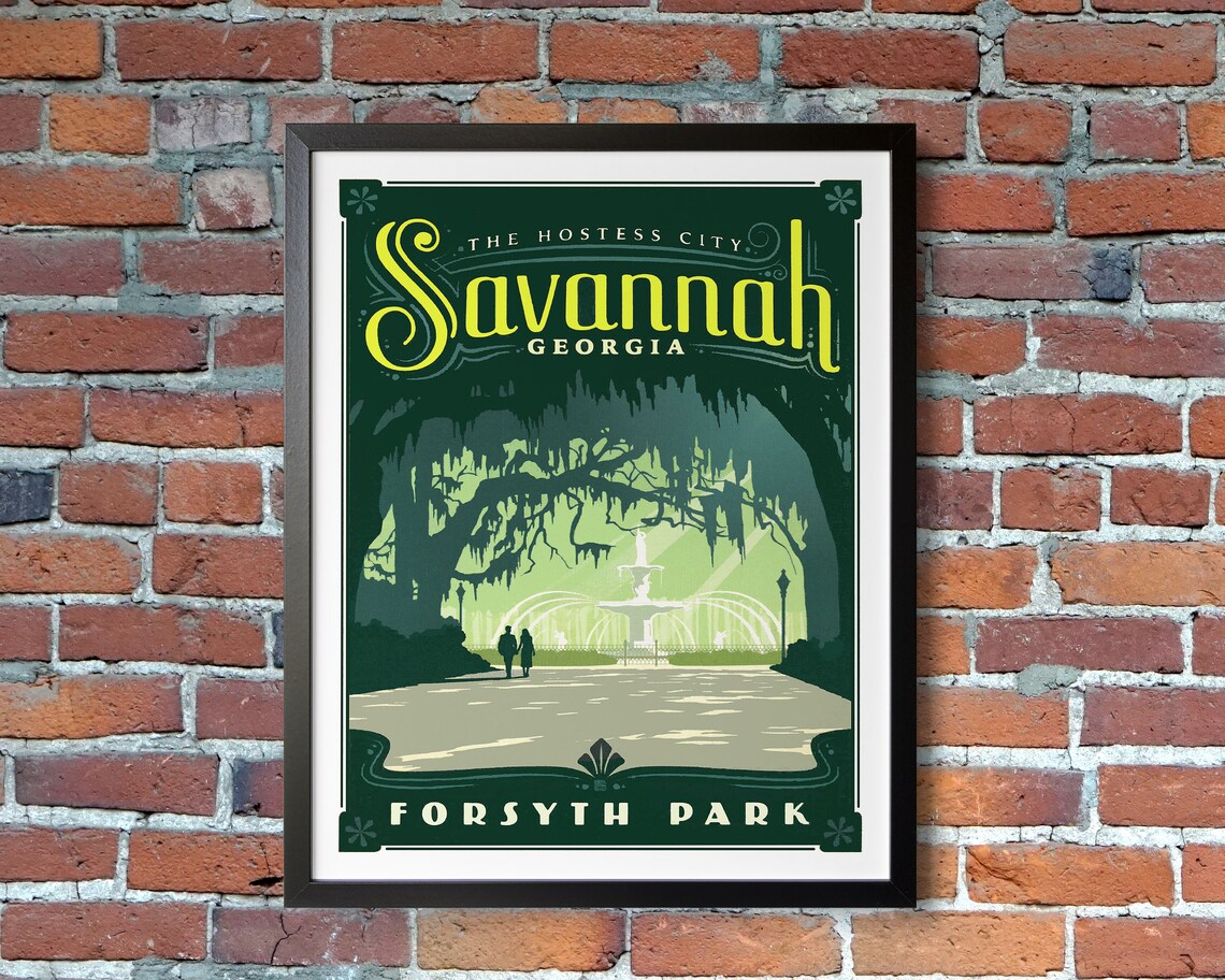 Savannah GA Forsyth Park Savannah Art Print Savannah Wall - Etsy