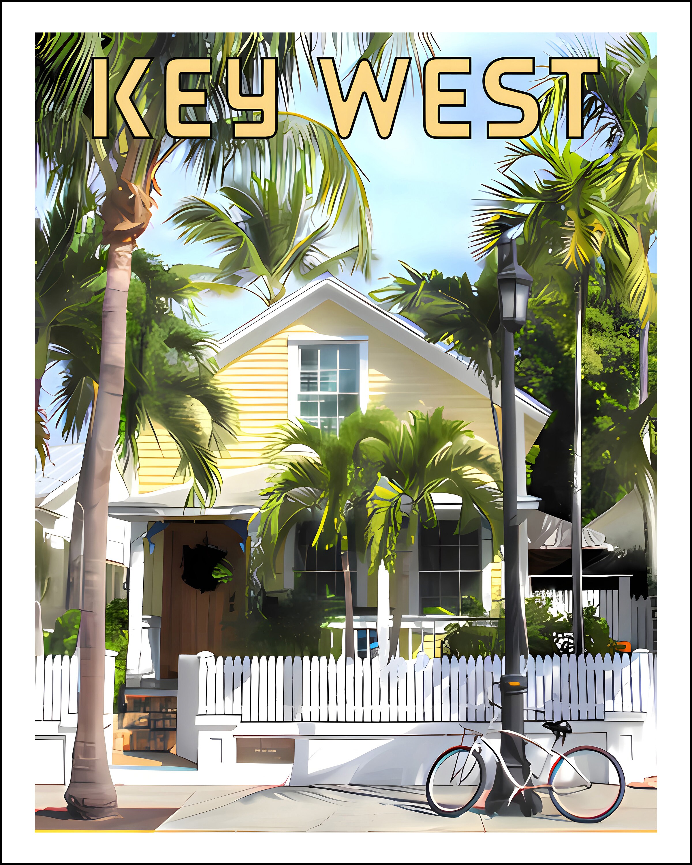 Florida Keys, Beach Theme Art, Yellow Beach House, Key West, Key Largo ...