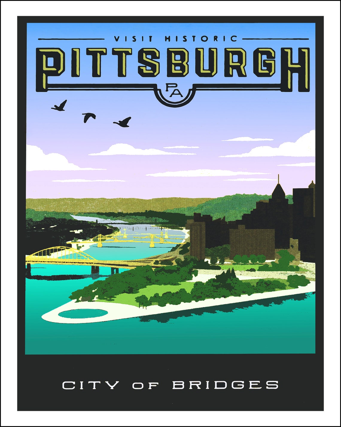 Pittsburgh PA Three Rivers Pittsburgh Art Pittsburgh Wall - Etsy