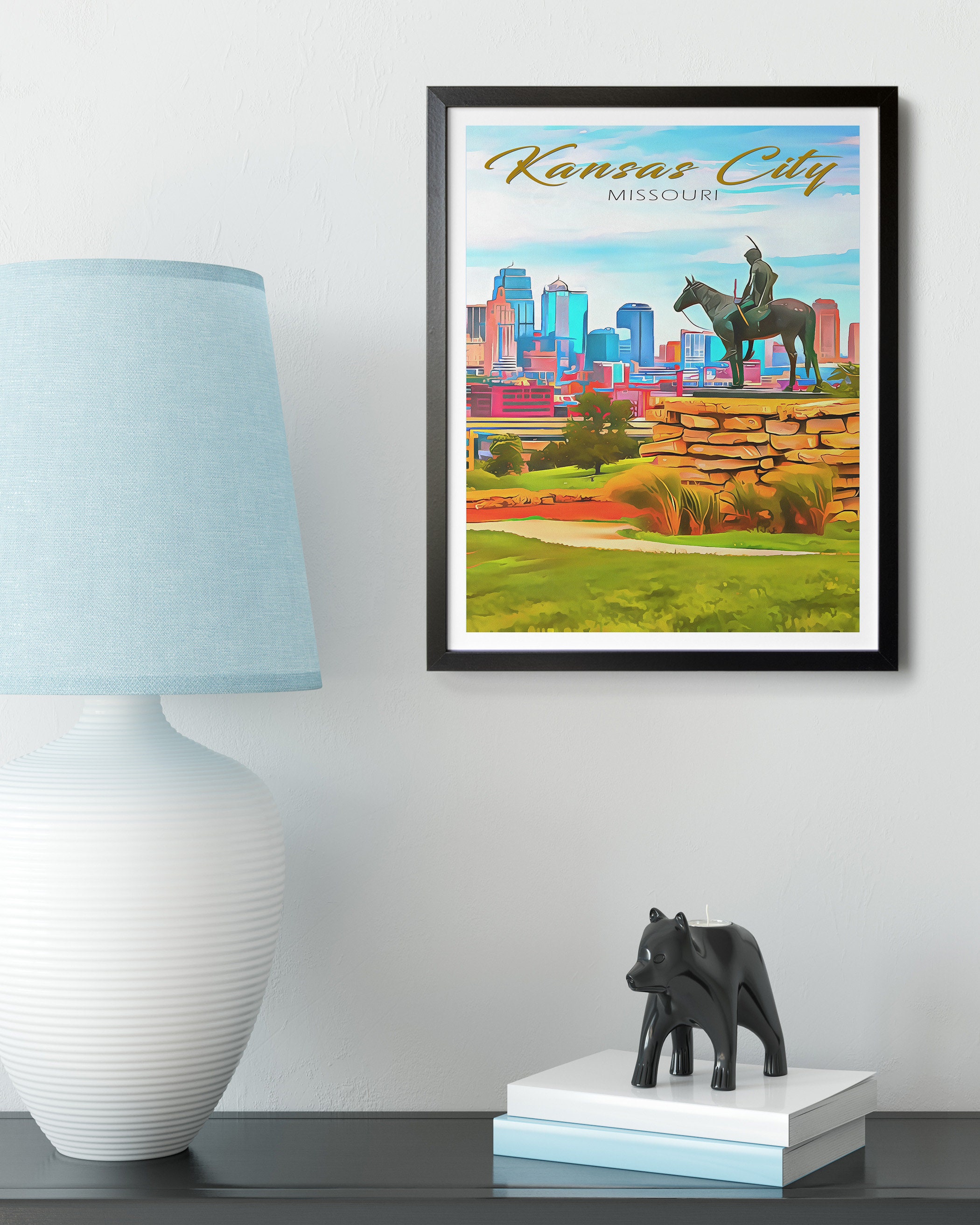 Kansas City Missouri Wall Art Print, Kansas City Mo Cityscape Travel ...