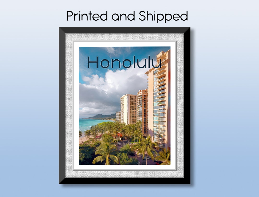 Honolulu Hawaii Wall Art, Travel Poster, Topical Paradise, Mauno Loa ...