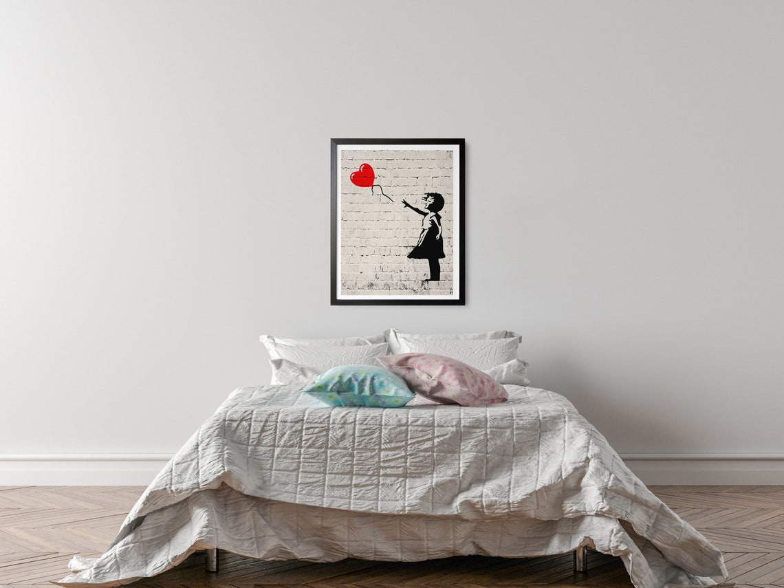 Banksy Art Print, Girl With Red Balloon, Political Wall Art, Social Art ...