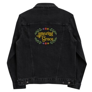 Amazing Grace Embroidered Denim Jacket - Etsy