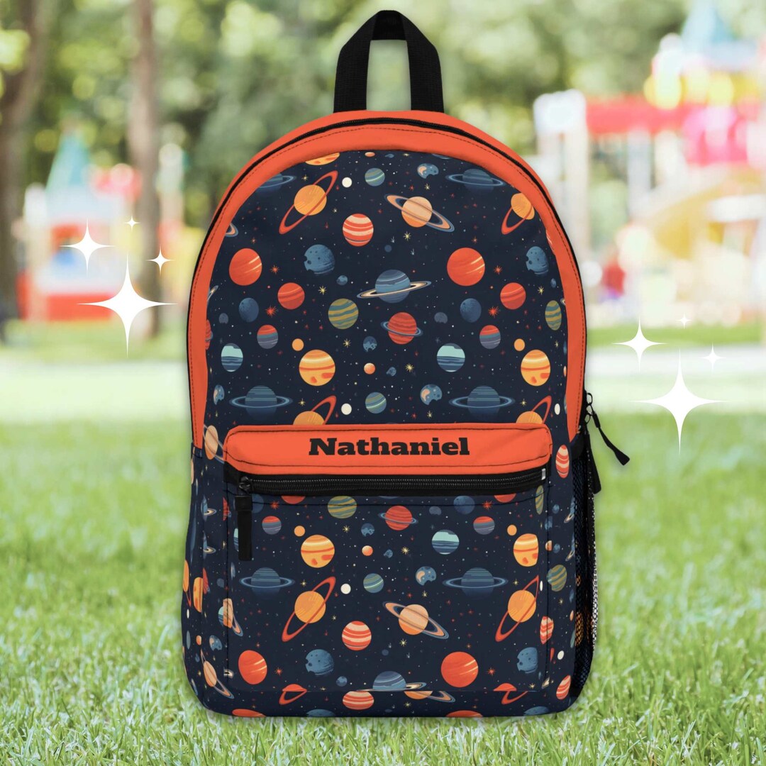 Space Personalized Backpack With Water Bottle Pocket, Custom Planets ...
