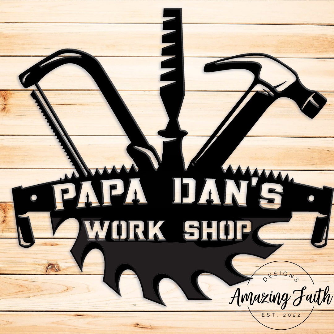 Papas Workshop Metal Sign Fathers Day Gift Garage Sign Gift - Etsy