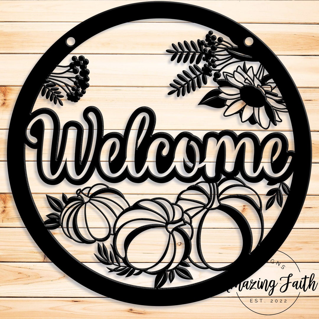 Fall Welcome Metal Sign, Fall Front Door Sign, Front Porch Sign, Fall ...