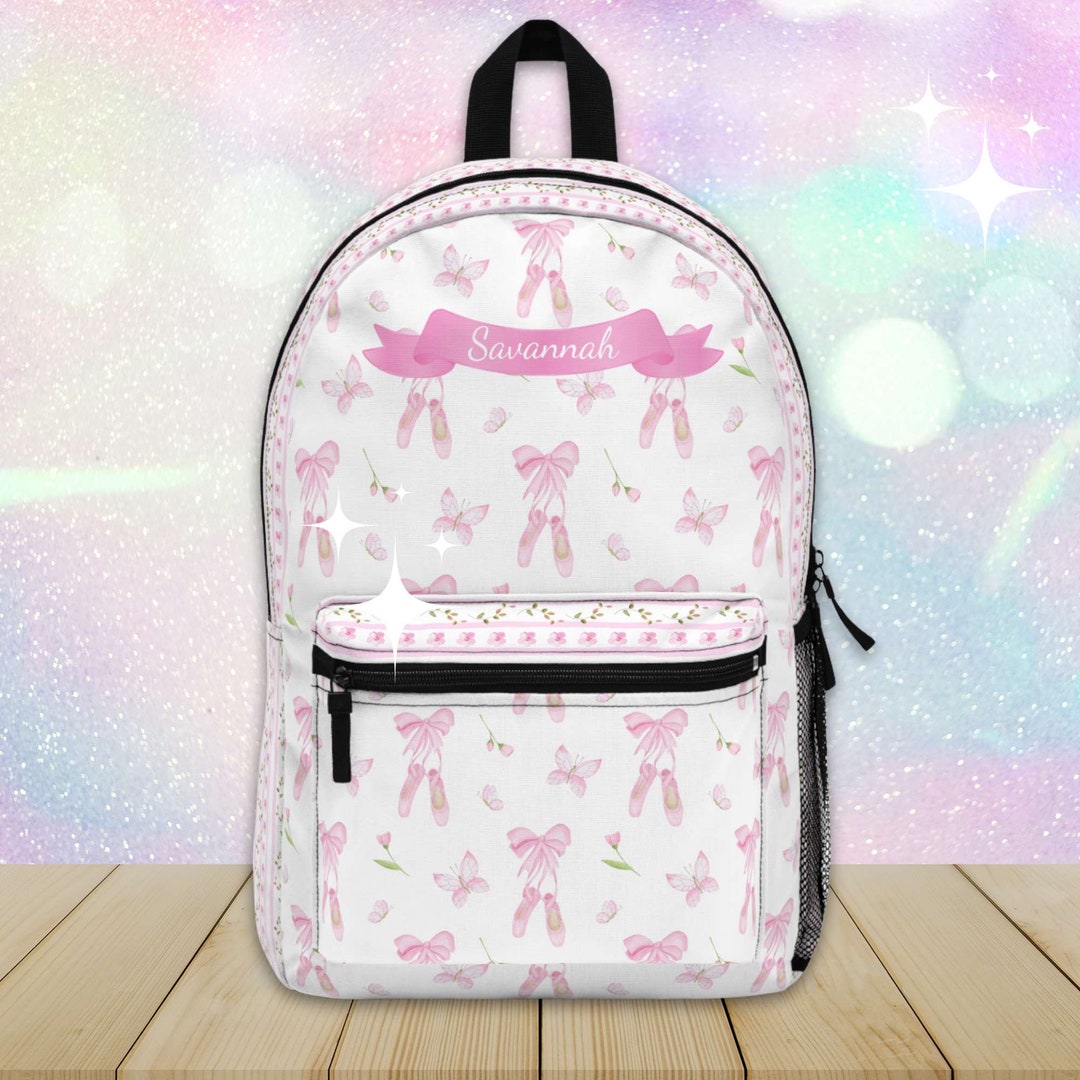 Pretty Pink Ballet Backpack With Water Bottle Pocket, Personalized ...