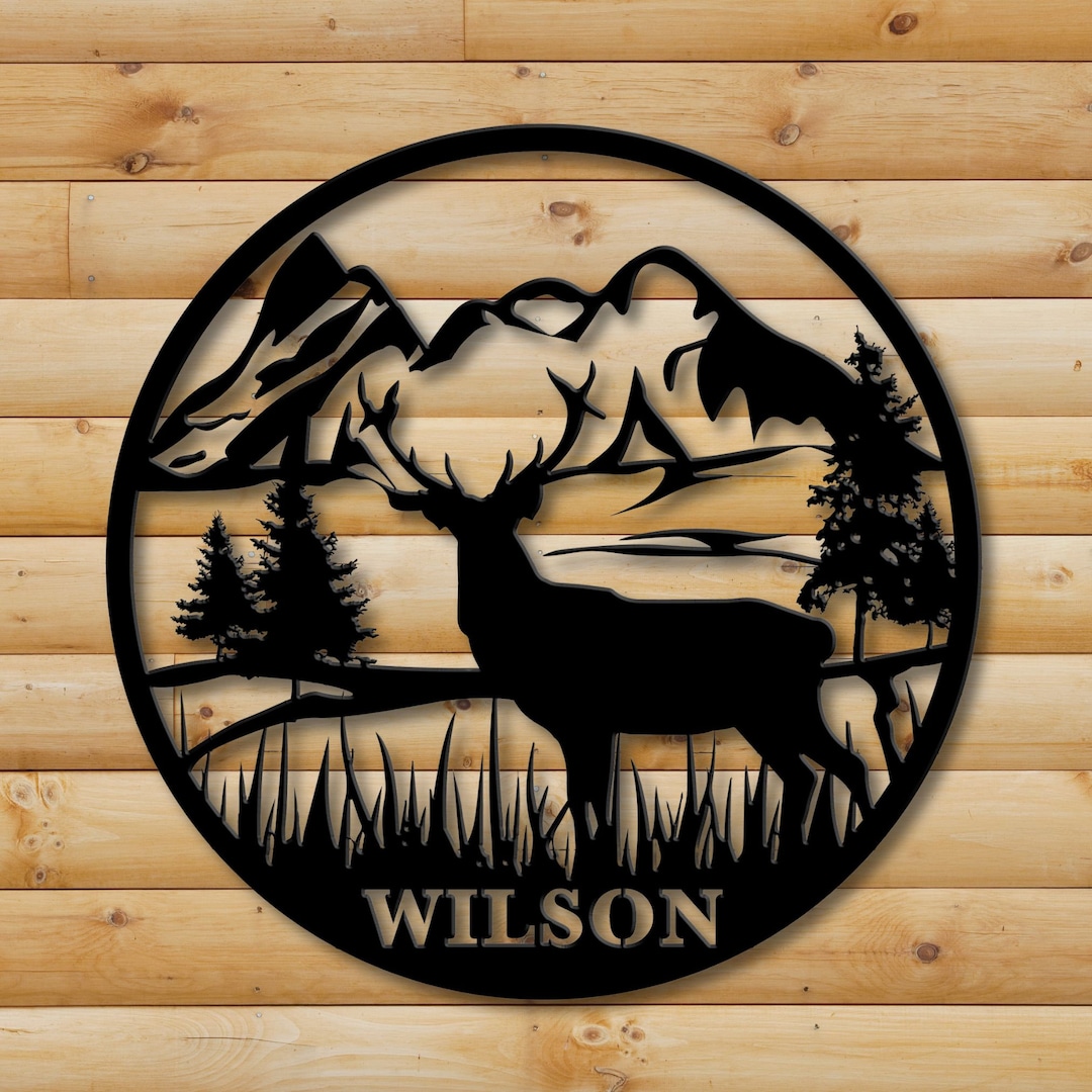 Custom Deer Sign, Custom Metal Sign, Mountain Wall Art, Personalized ...