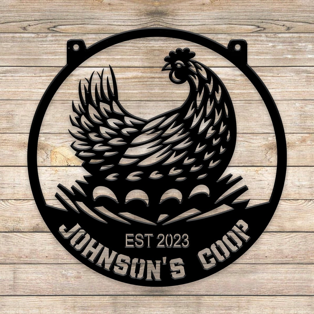 Chicken Coop Personalized Metal Sign, Custom Farmhouse Sign, Hen House ...