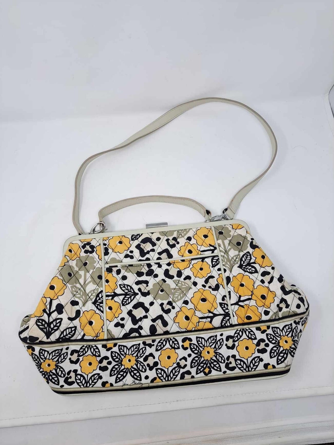 Vera Bardley Barbara Frame Bag in Go Wild With Off-white Leather Trim ...