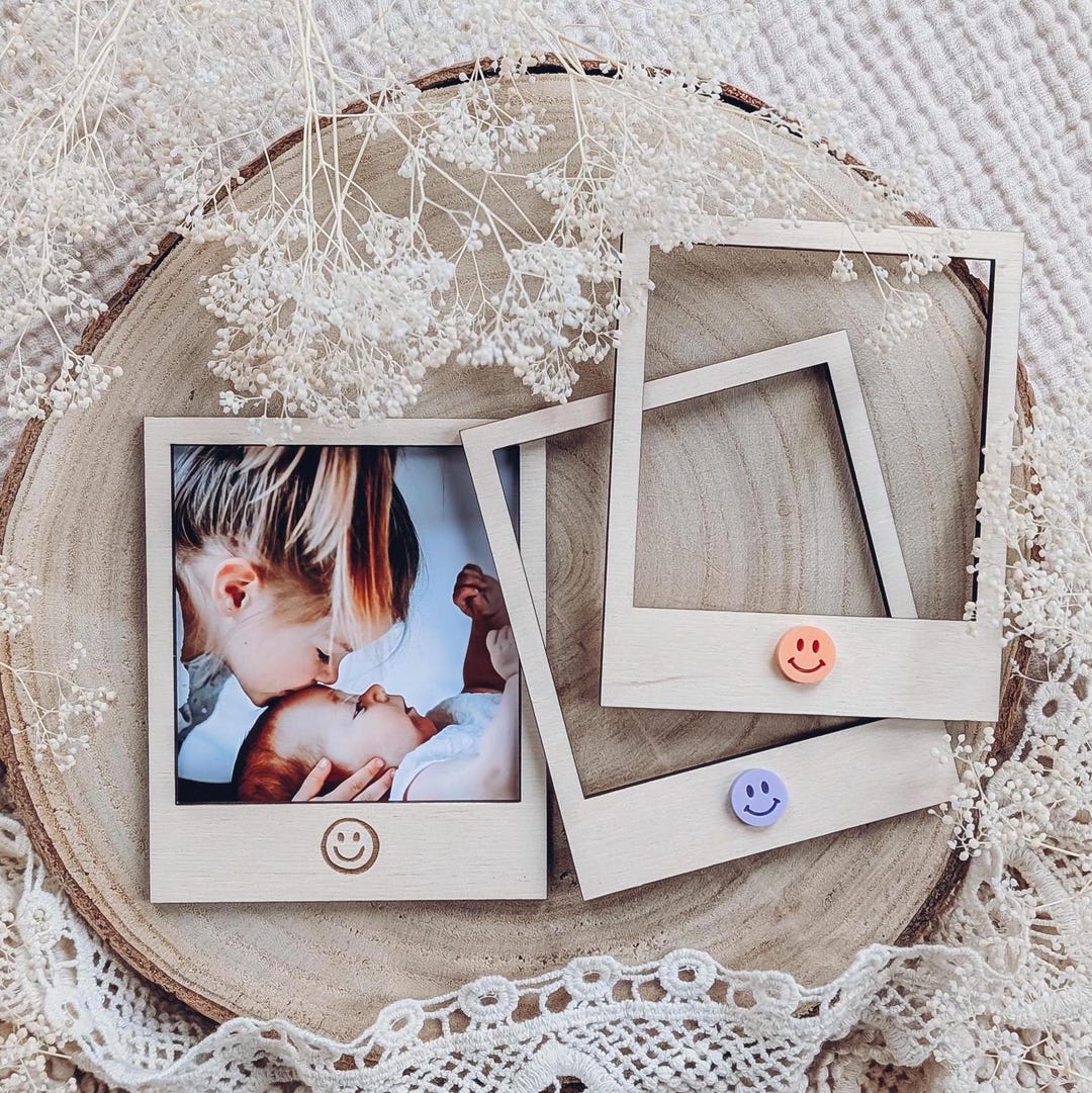 Polaroid Frame Smiley | Photo Frame Wood Acrylic Colorful Pastel ...